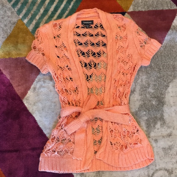 Tops | Bebe Knit Short Sleeve Sweater Wrap | Poshmark